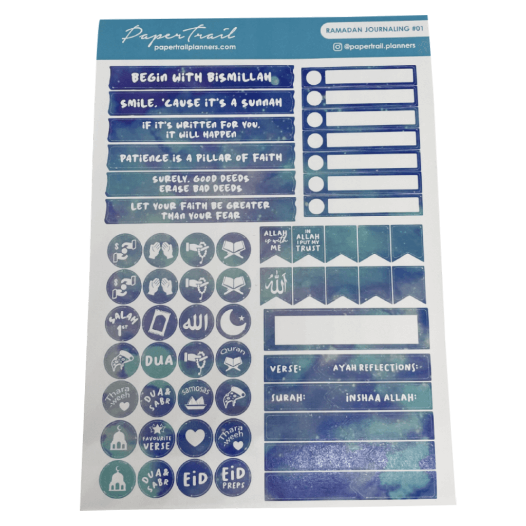 Ramadan Journaling night sky A5 Sticker Sheet – Paper Trail Planners